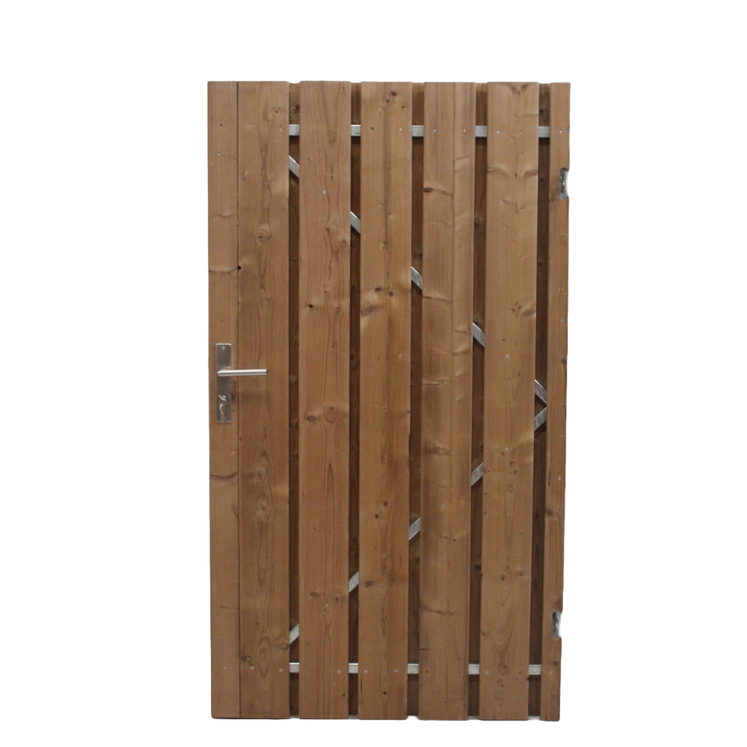 Thermowood geschaafde tuindeur | 130 cm | 180 cm | Rechtsdraaiend | JTTD130180R